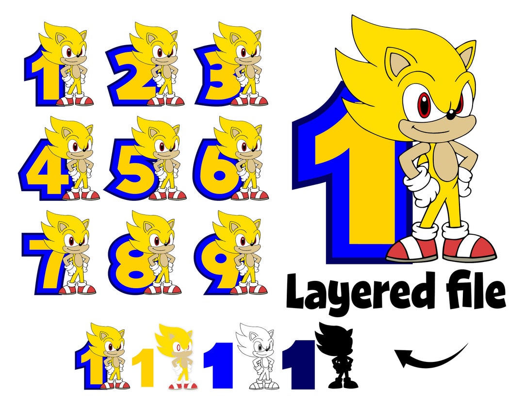 Baby Sonic Svg Birthday Numbers Png Print Sonic PNG Numbers SVG Layered ...