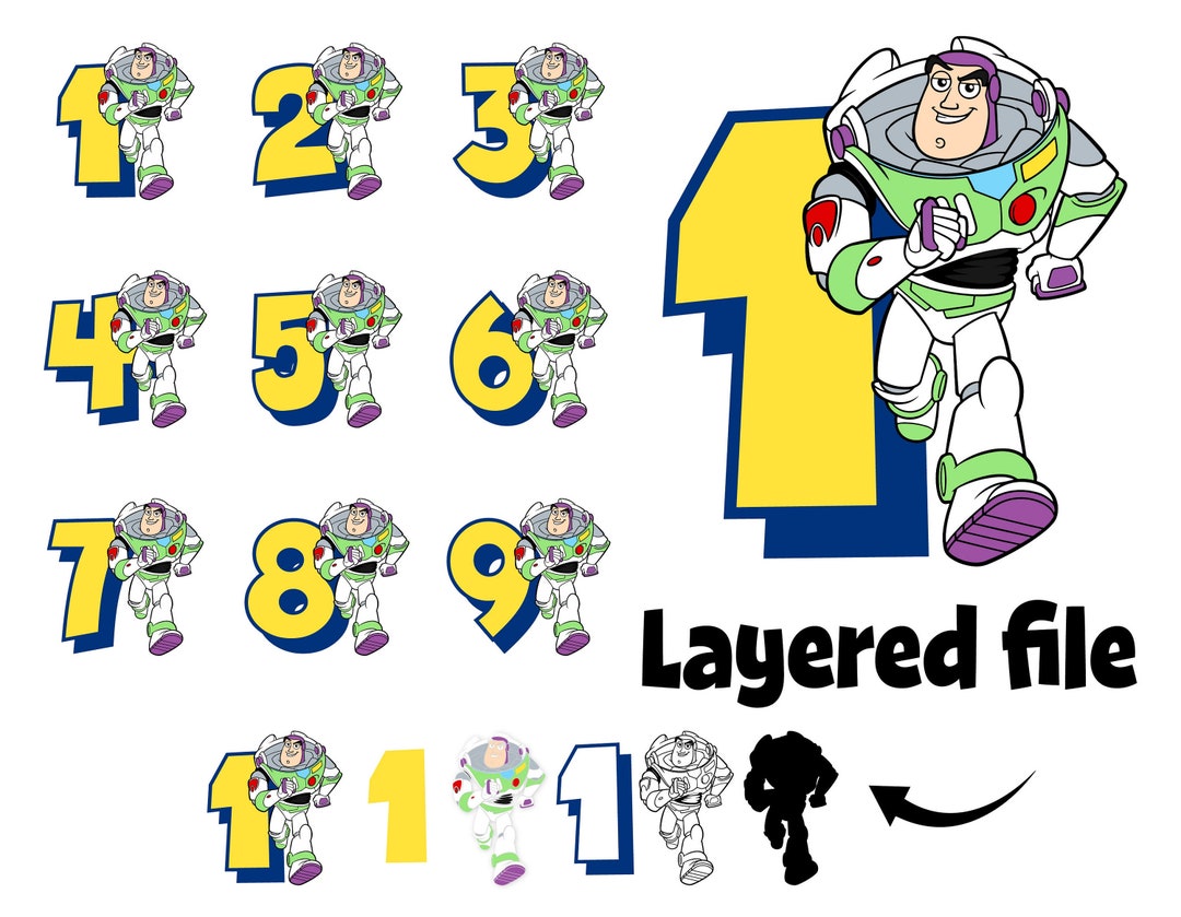 Toy Story Birthday Numbers Png Print Clipart PNG Toy Story SVG Layered ...