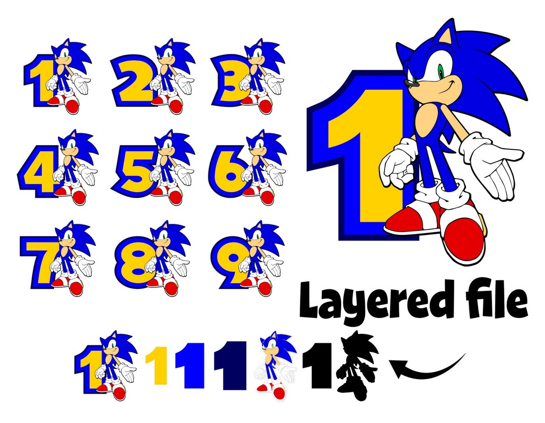 Sonic Svg, Birthday Numbers Png Sonic Number SVG Layered Numbers Cricut ...
