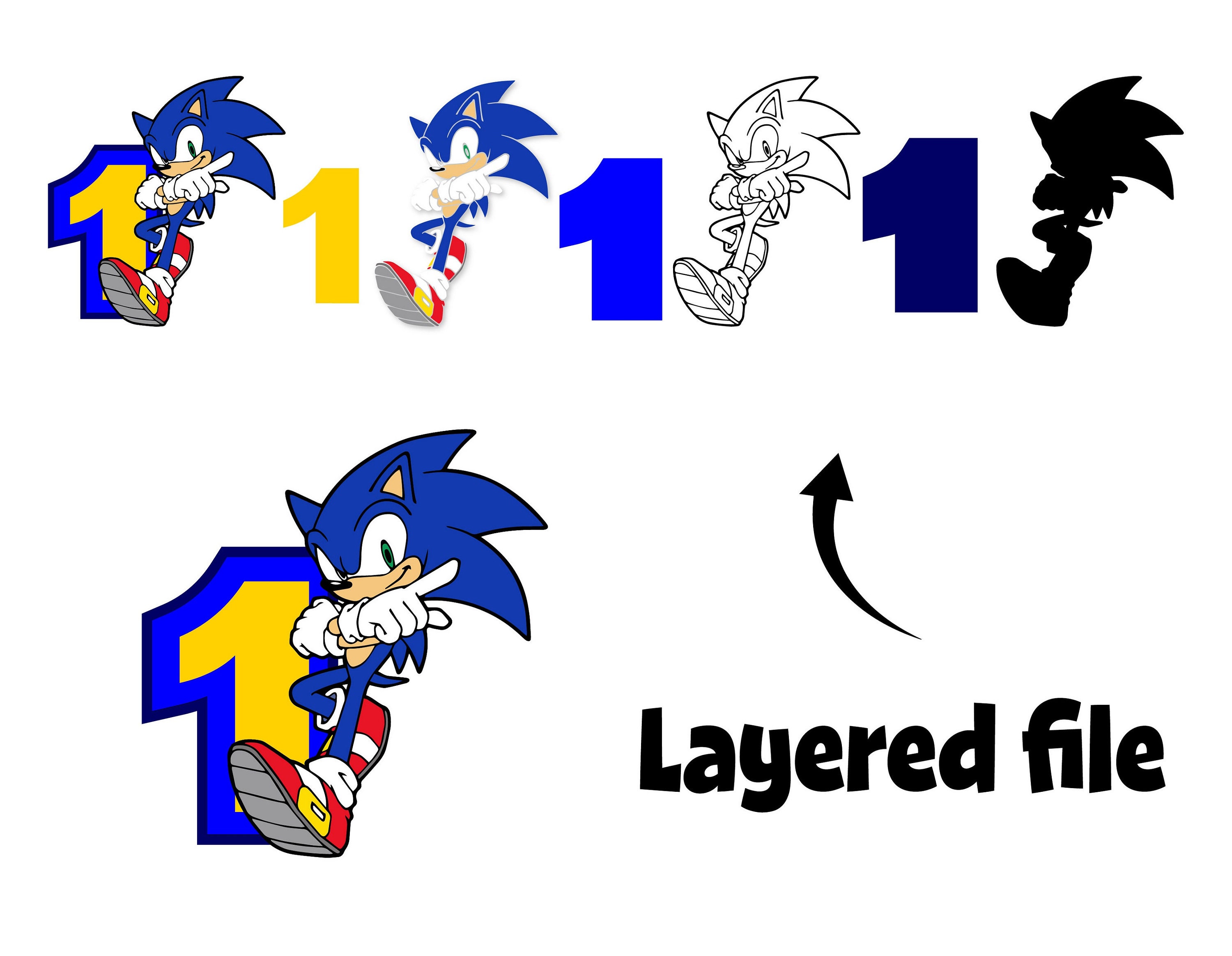 Sonic Svg Baby Birthday Numbers Png Print Clipart Sonic PNG - Etsy UK