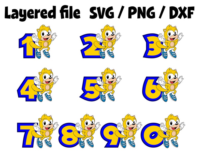 Baby Sonic Svg Birthday Numbers Png Print Sonic PNG Numbers - Etsy