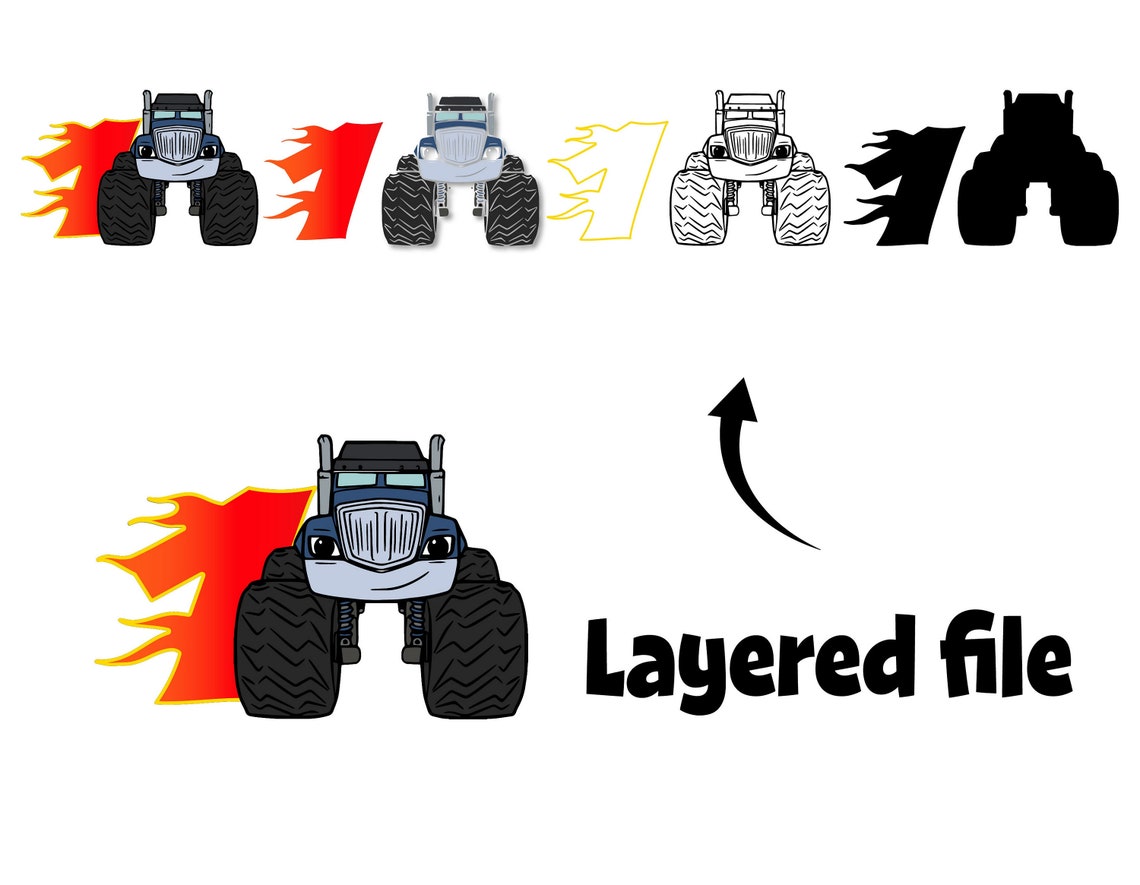 Monster Truck Svg Birthday Numbers Png Monster Truck PNG - Etsy