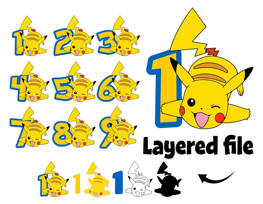Buy Pokemon Svg Birthday Numbers PNG Print Numbers SVG Layered Numbers ...