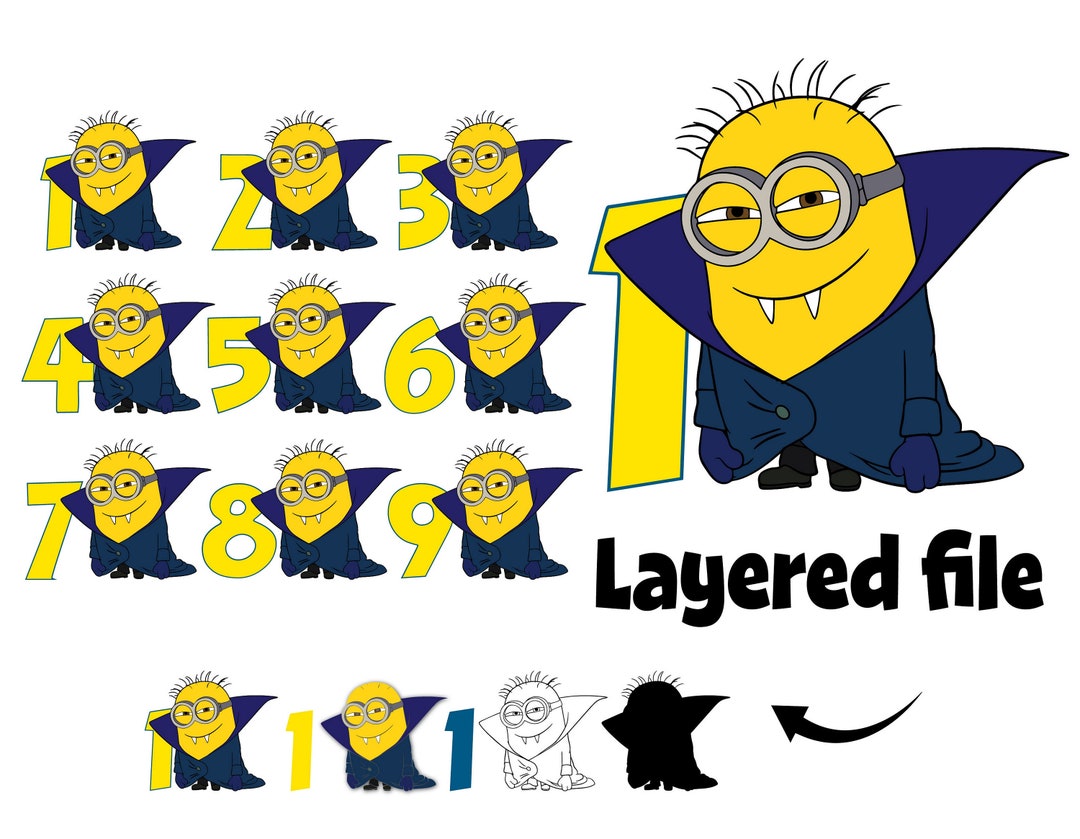 Minions Svg Números de cumpleaños PNG Print, Minion SVG Cricut, Minions ...