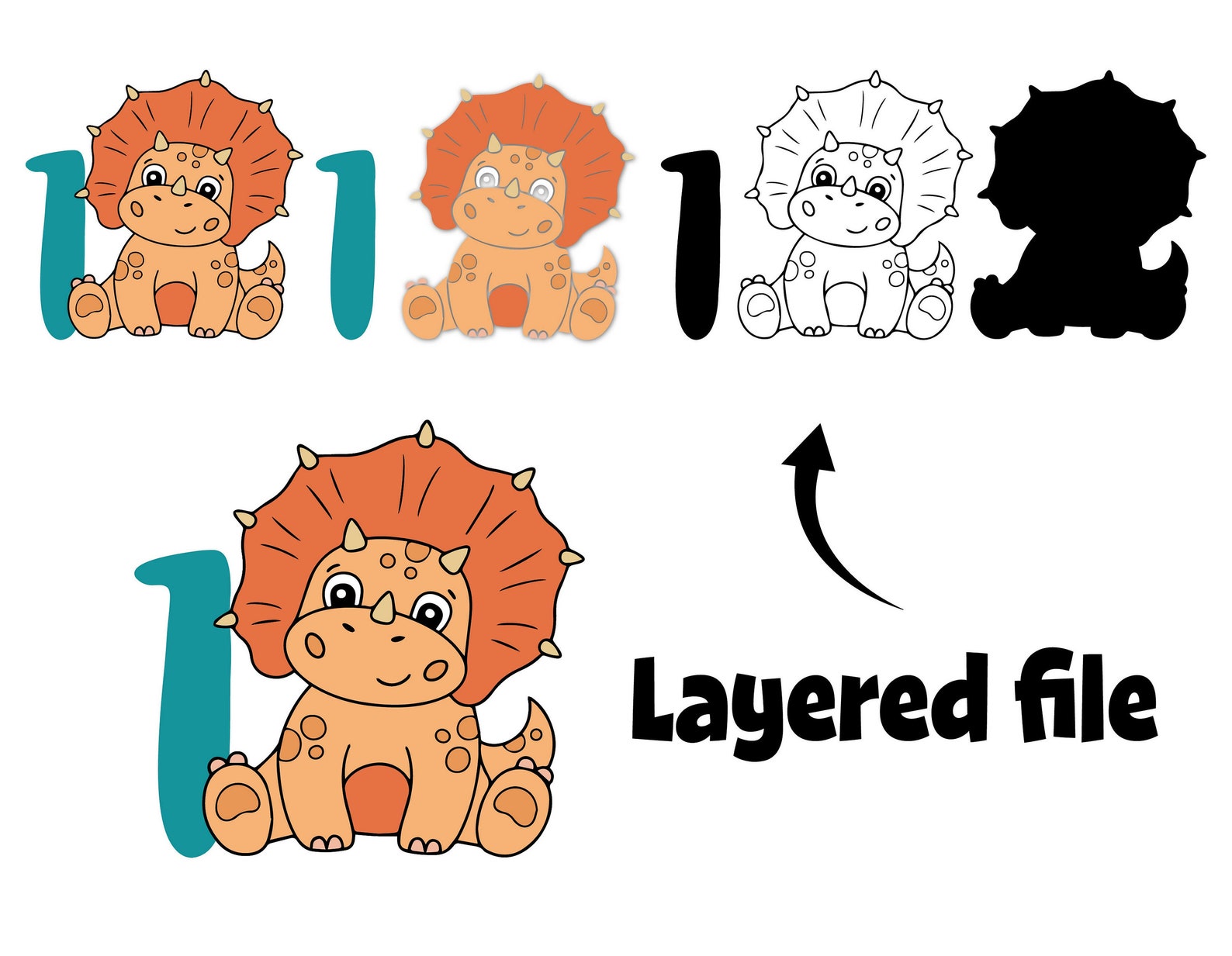 Dino Svg Birthday Numbers PNG Print Dinosaur SVG Clipart - Etsy