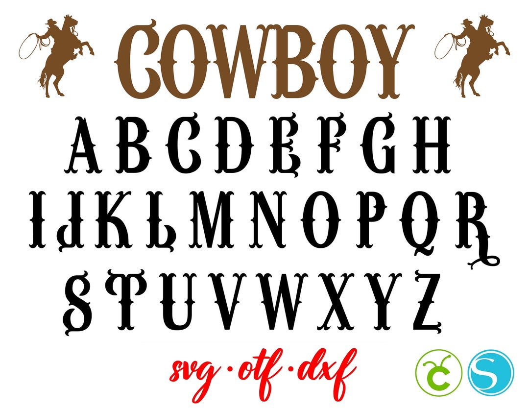 Cowboy Letters SVG, Cowboy Font Otf, Western Font Svg, Vintage Font ...