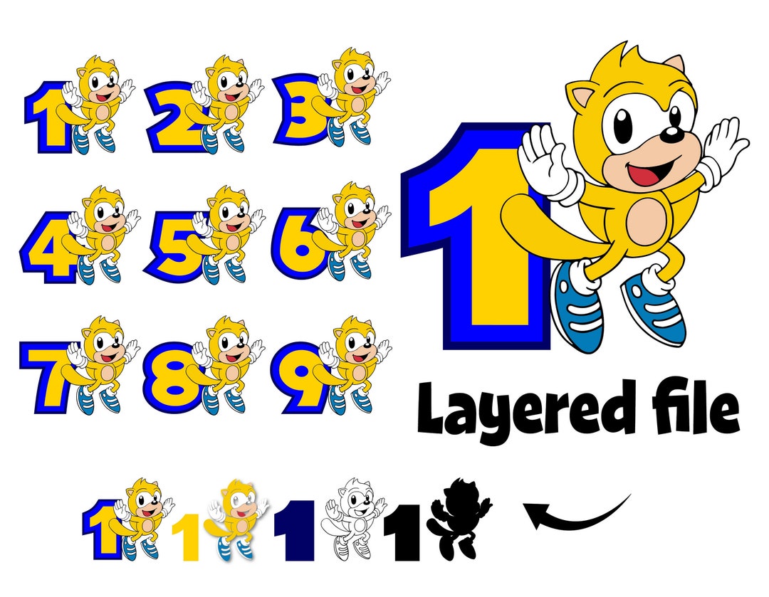 Baby Sonic Svg Birthday Numbers Png Print Sonic PNG Numbers - Etsy