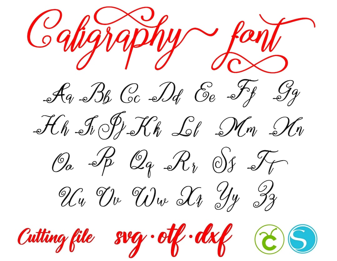 Calligraphy Font With Tails Chrismas Font Svg Cursive Font - Etsy