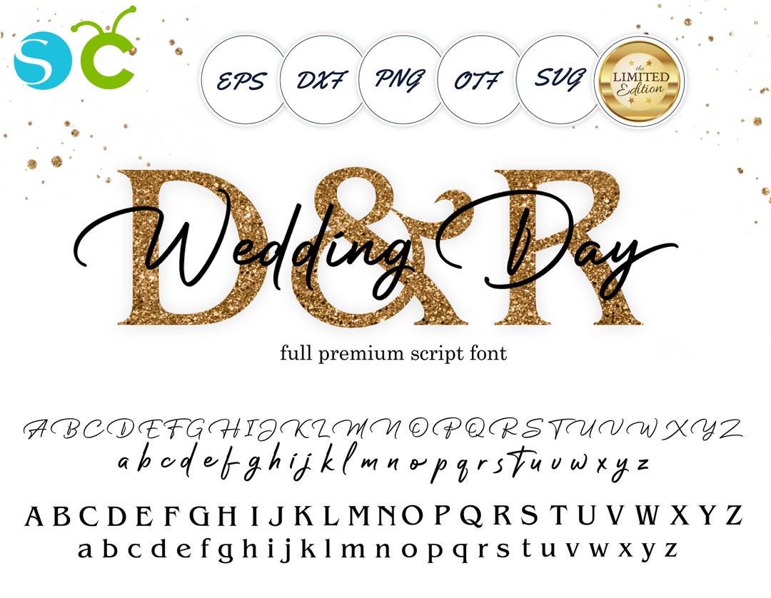 Premium Wedding SVG Letters, Wedding Font OTF, Wedding Decorative ...