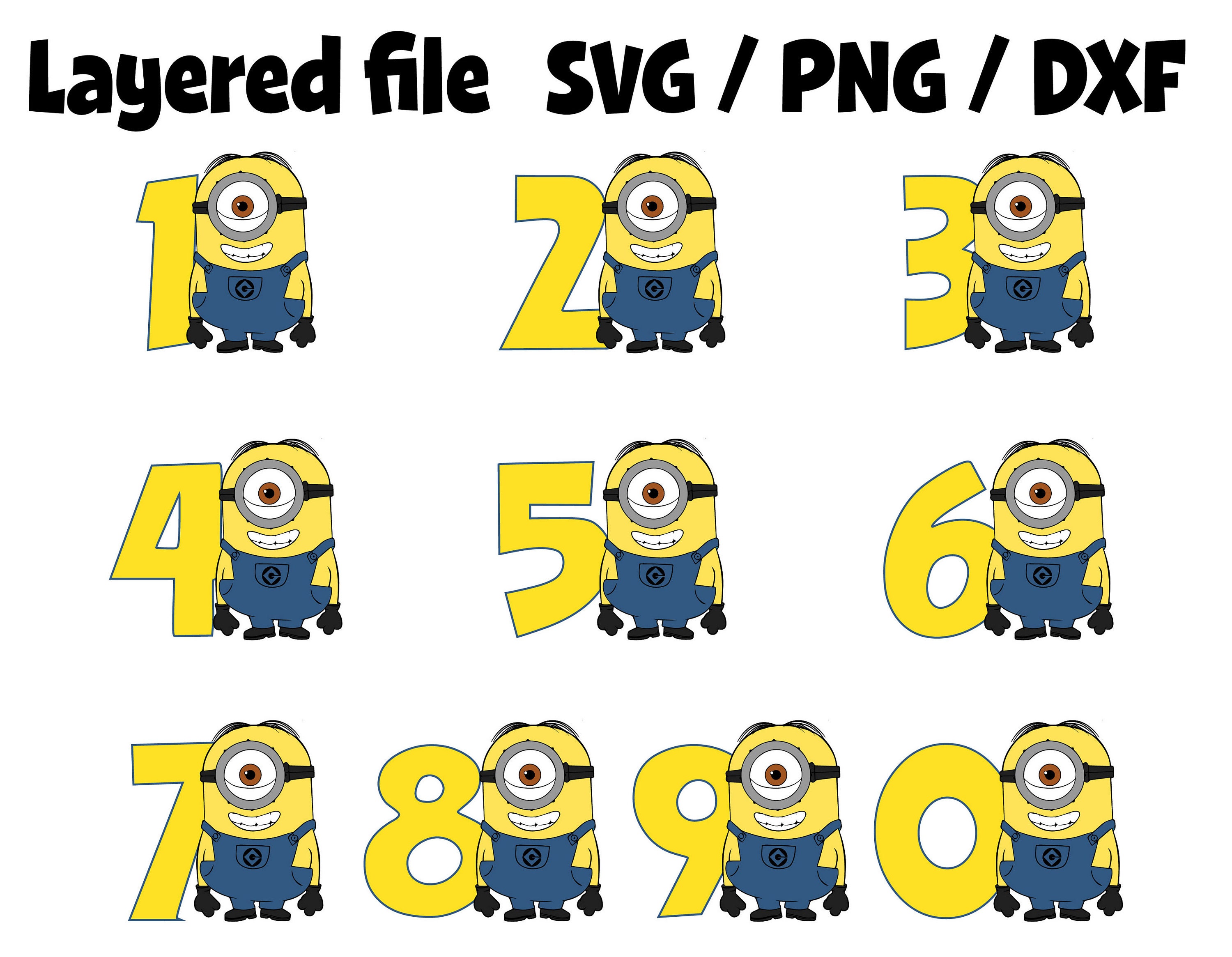 Minions Birthday Numbers Svg Cricut Minions Numbers PNG Baby - Etsy ...