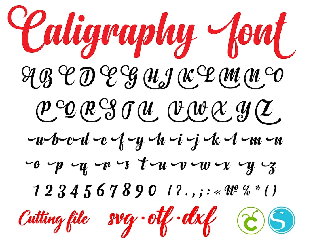 Caligraphy Font OTF, Caligraphy SVG Alphabet Letters Cricut Cut Font ...