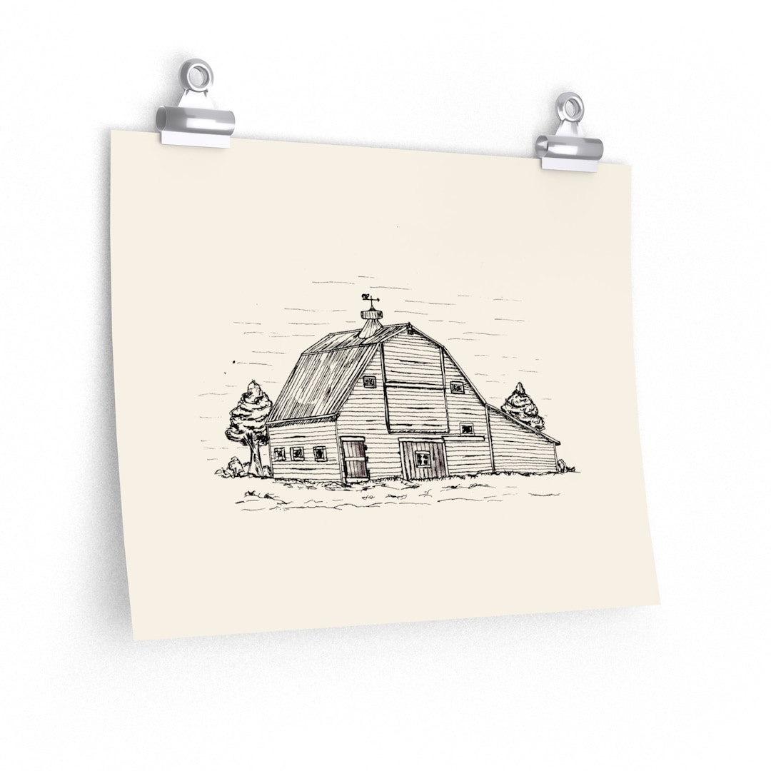 Print of Hand Drawn Barn Sketch - Etsy