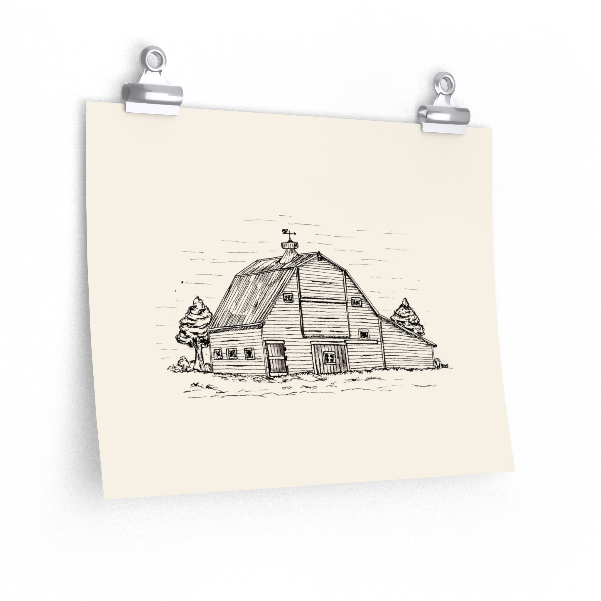 Print of Hand Drawn Barn Sketch - Etsy