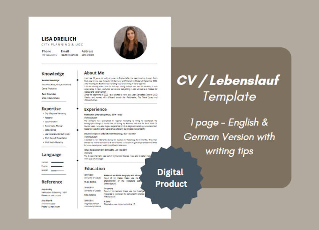 CV / Lebenslauf Canva Template I German & English - Etsy