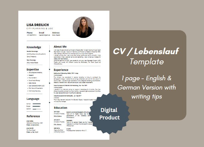 CV / Lebenslauf Canva Template I German & English - Etsy
