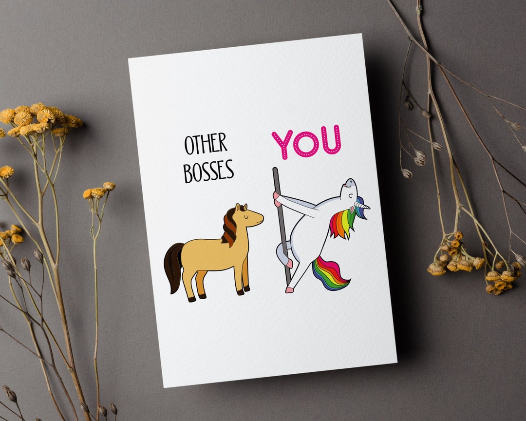 Funny Unicorn Boss Card, Best Boss Ever Gift, Thank You Boss Greeting ...