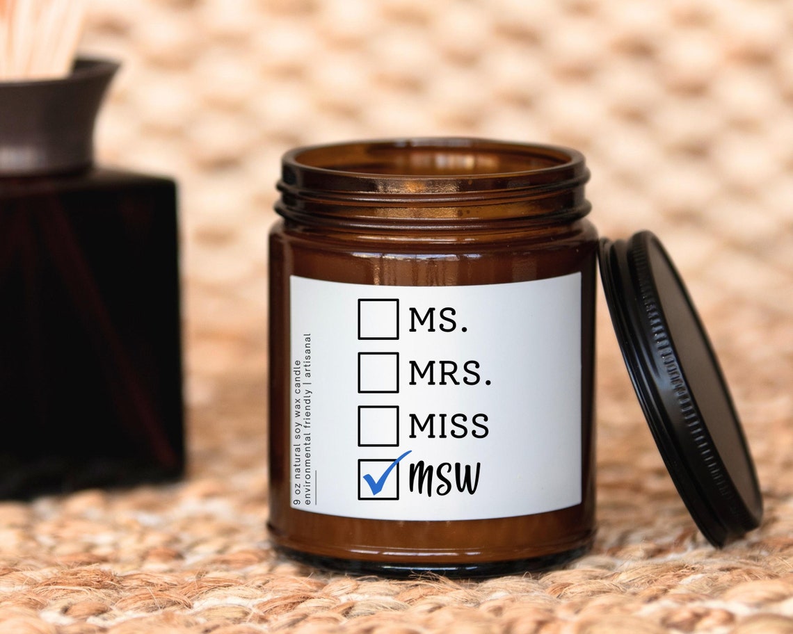 Msw Masters Candle, Masters of Social Work Gift, Congratulations Msw ...