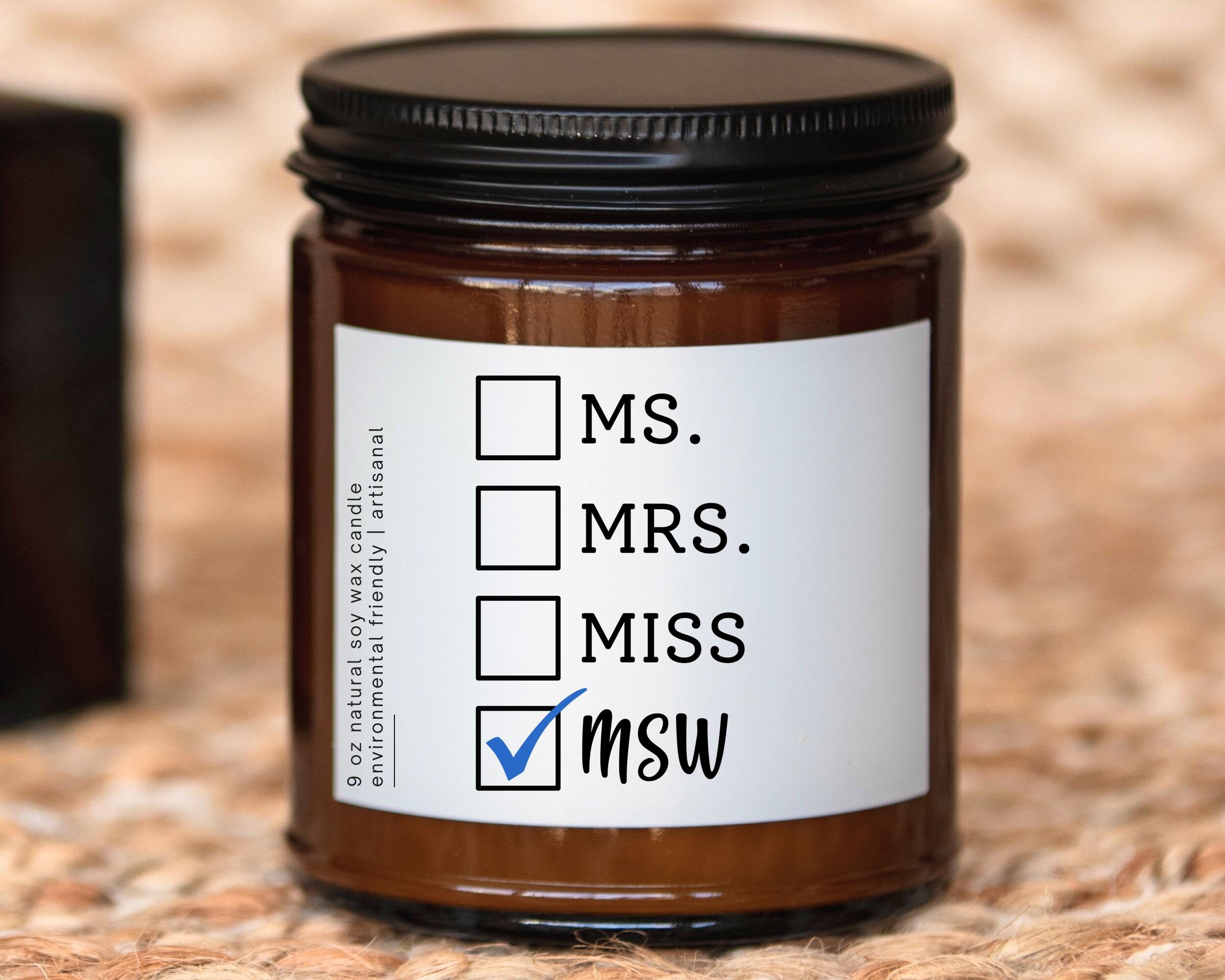 Msw Masters Candle, Masters of Social Work Gift, Congratulations Msw ...