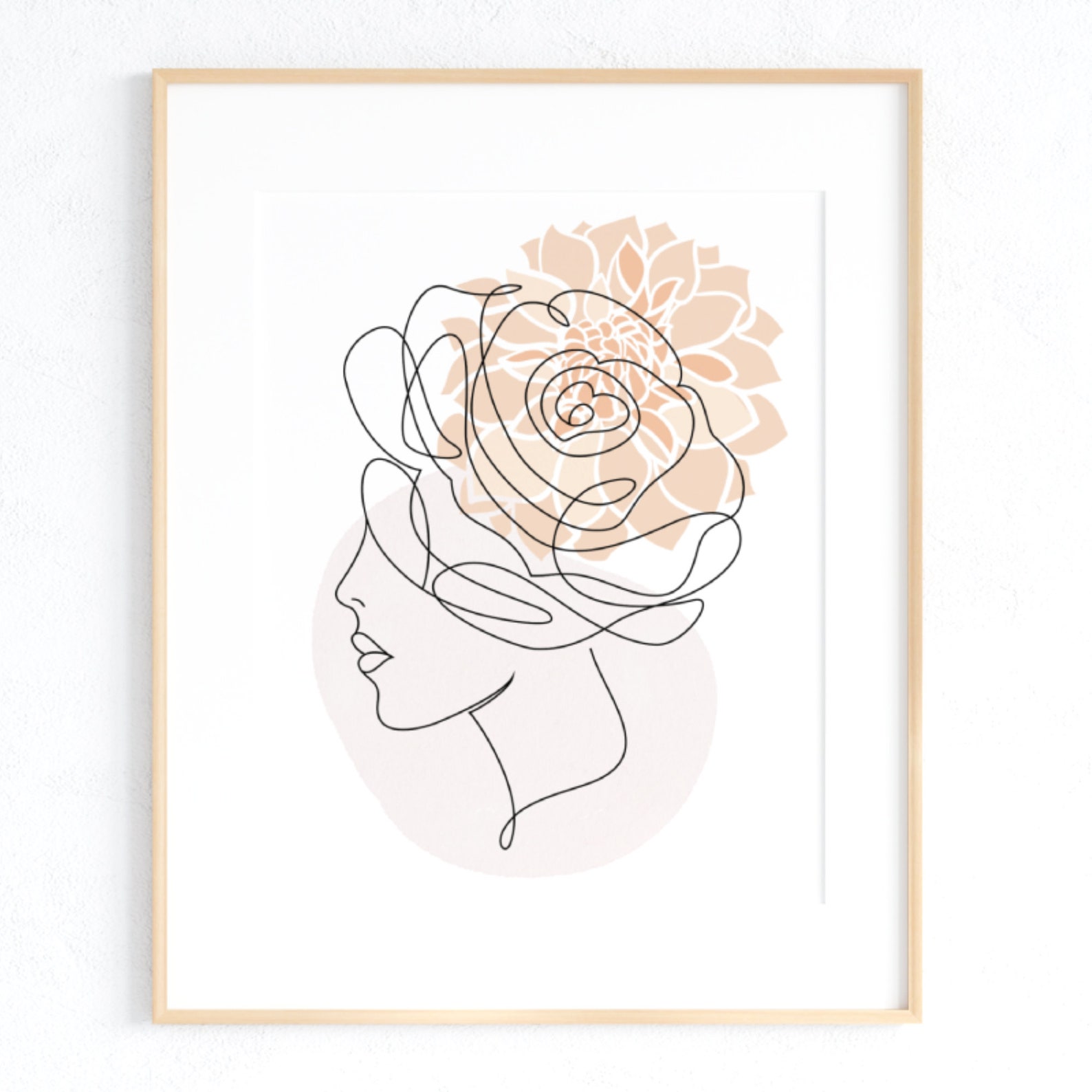 Woman Line Art, Female Line Art With Flowers, Modern Woman Line Art ...