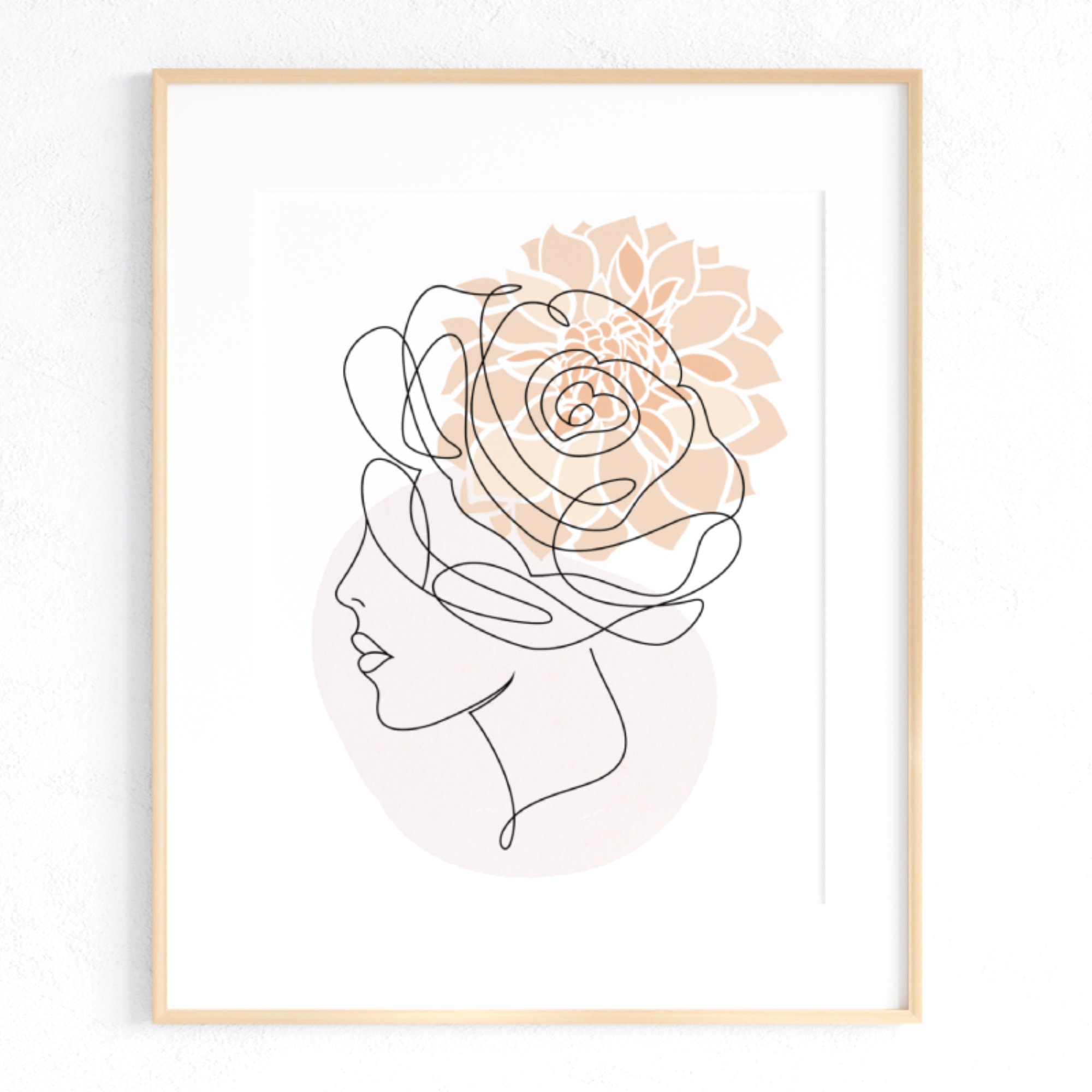 Woman Line Art, Female Line Art With Flowers, Modern Woman Line Art ...