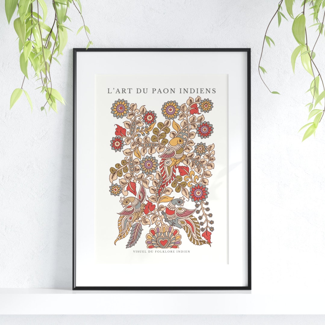 Intricate Indian Kalamkari Peacock, Digital Art, Indian Folk Art ...