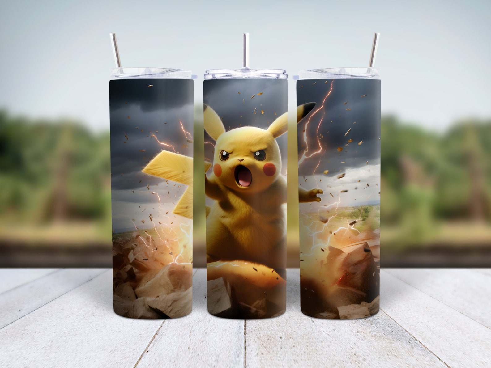 Pikachu 20oz Skinny Tumbler Png, Pikachu Sublimation 20oz Skinny ...