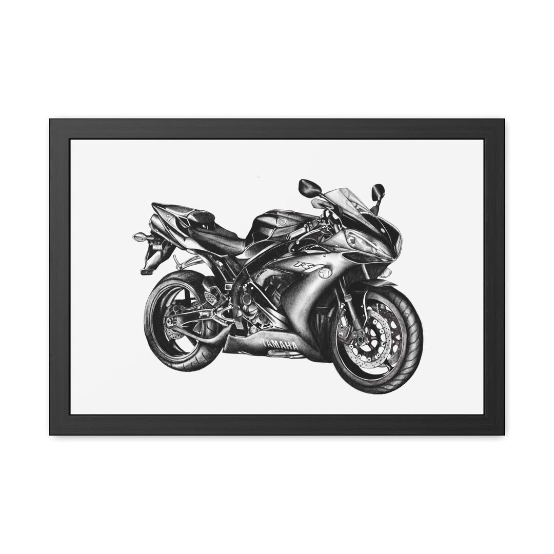Yamaha R1 Drawing Framed Posters - Motorcycle Wall Art, Home Decor ...