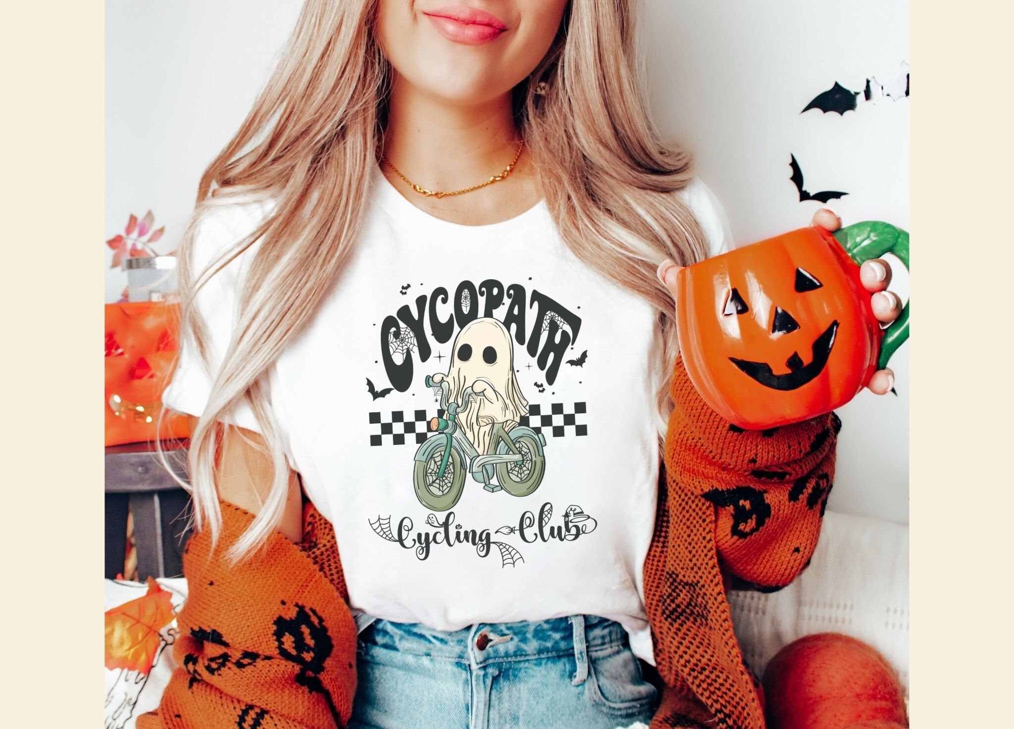 Cycopath Cycling Club Shirt, Funny Ghost on Bicycle Shirt, Halloween ...
