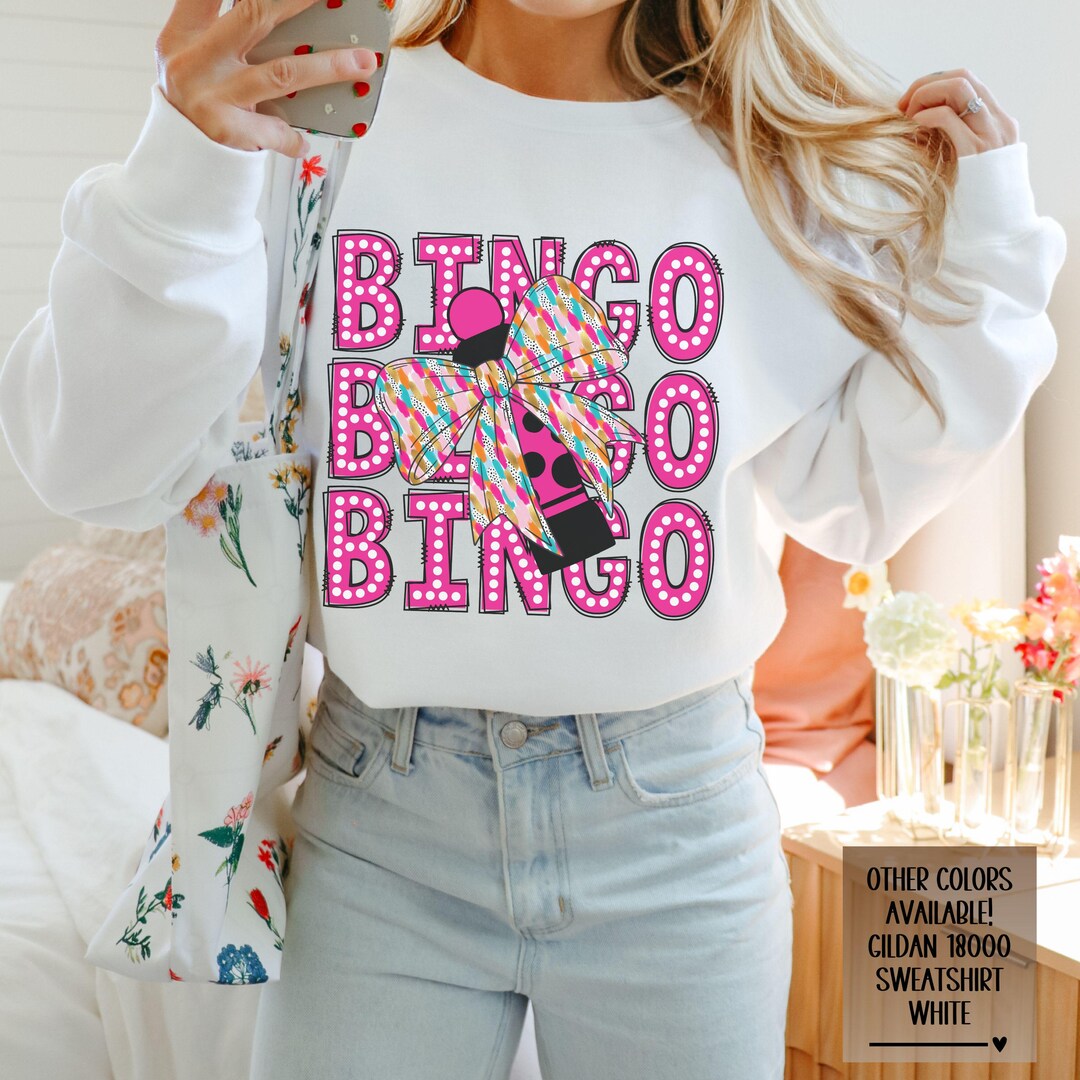 Bingo Sweatshirt, Bingo and Bows, Gift for Grandma, Matching Besties ...