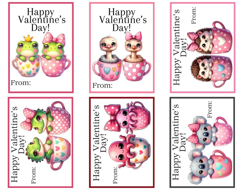 Valentines Cards, Printable Valentines, Digital Download, Valentines ...