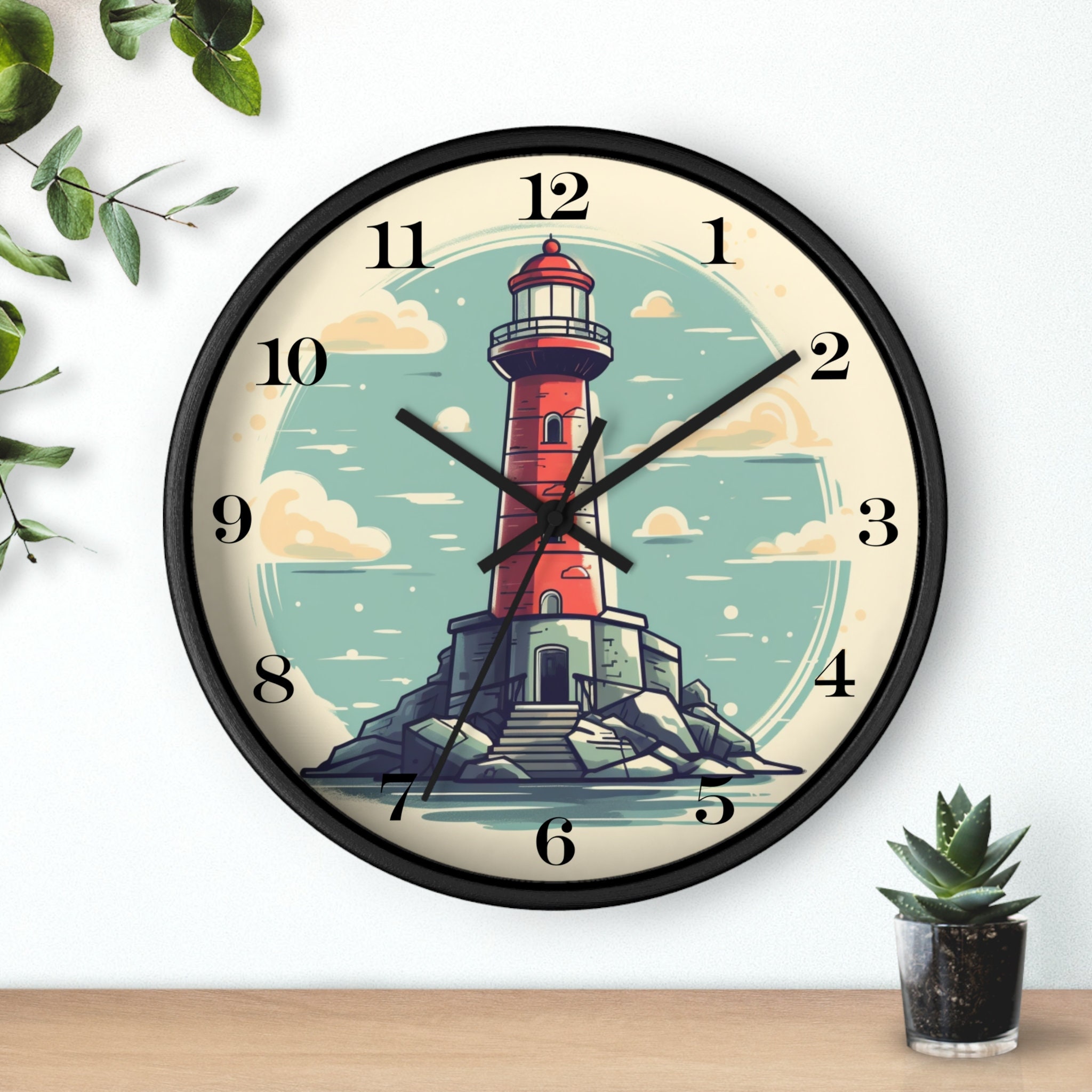 Lighthouse Clock, Lighthouse Wall Clock, Quiet Clock, Beach House Clock ...