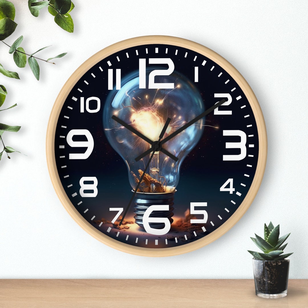 Lightbulb Wall Clock, Unique Wall Clock, Office Wall Clock, Quiet Wall ...