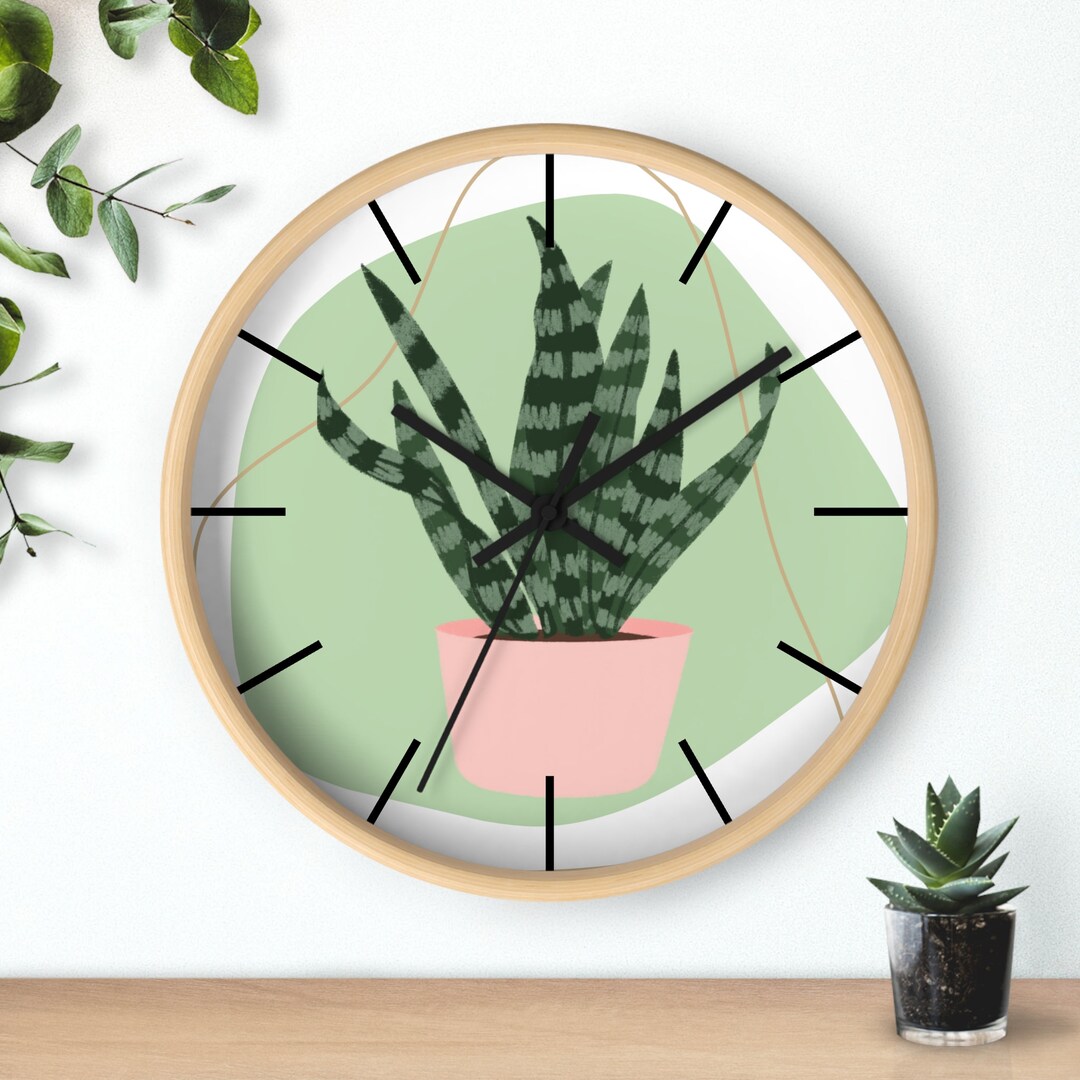 Boho Plant Wall Clock, Maximalist Boho, Minimalist Boho, Plant Clock ...