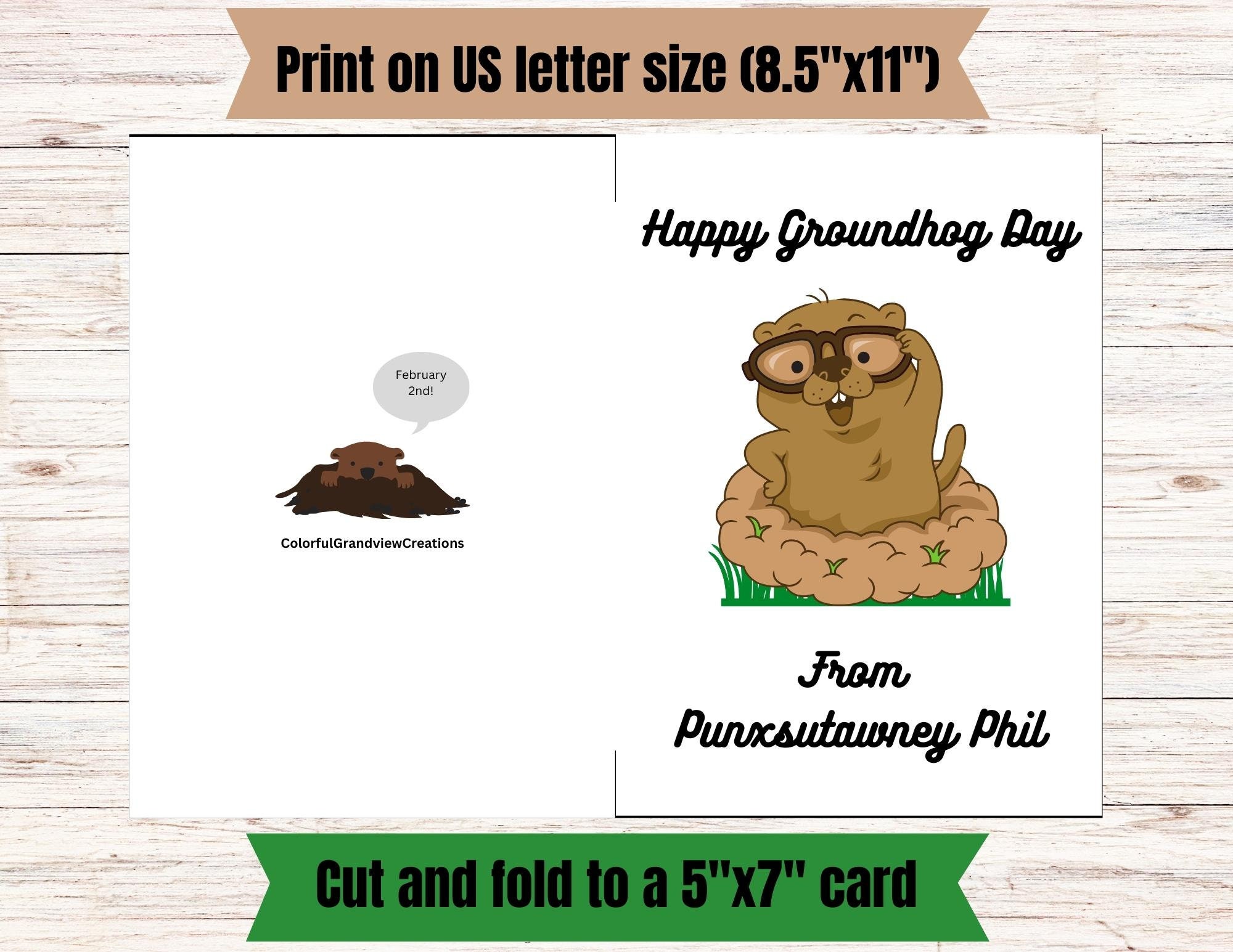 Groundhog Day Digital Download Greeting Cards for Instant Download ...