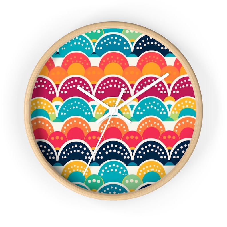 Boho Pattern Wall Clock, Boho Wall Clock, Boho Pattern, Bohemian Wall ...