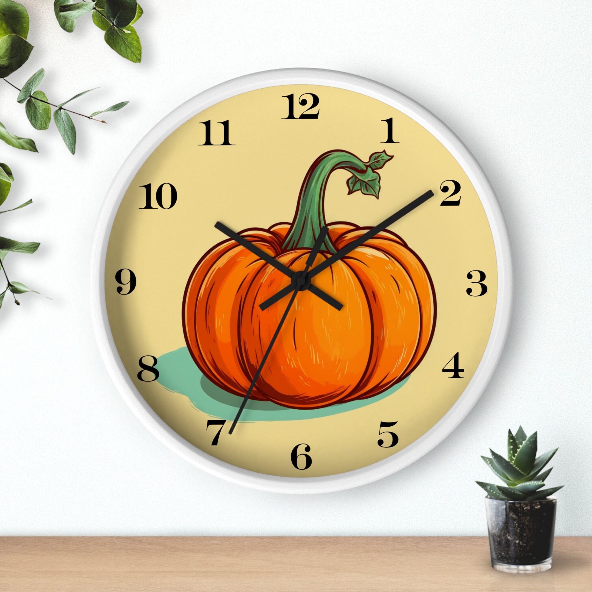 Pumpkin Wall Clock, 10-inch Clock, Thanksgiving Clock, Fall Clock ...