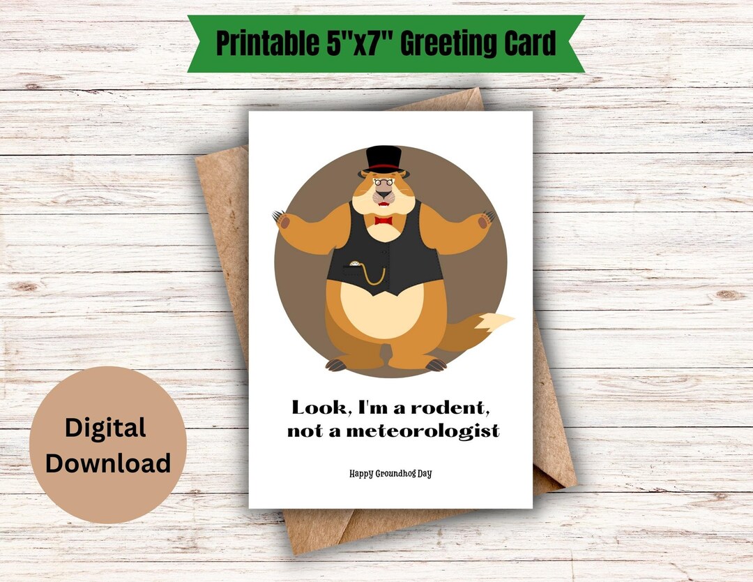 Groundhog Day Digital Download Greeting Cards for Instant Download ...