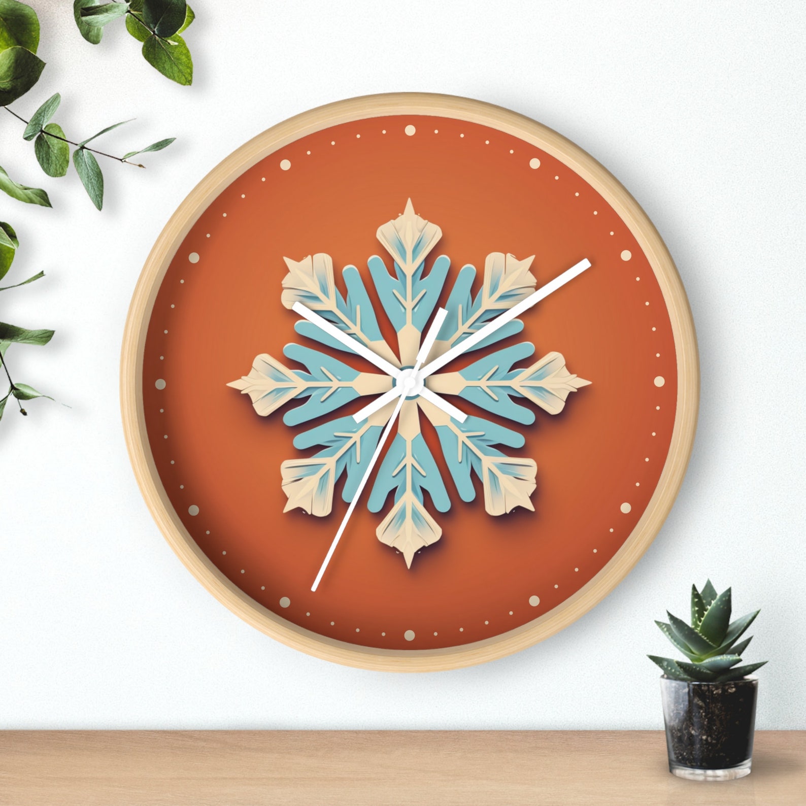 Snowflake Wall Clock, Christmas Snow, Snowflake Wall Décor, Snowflake ...