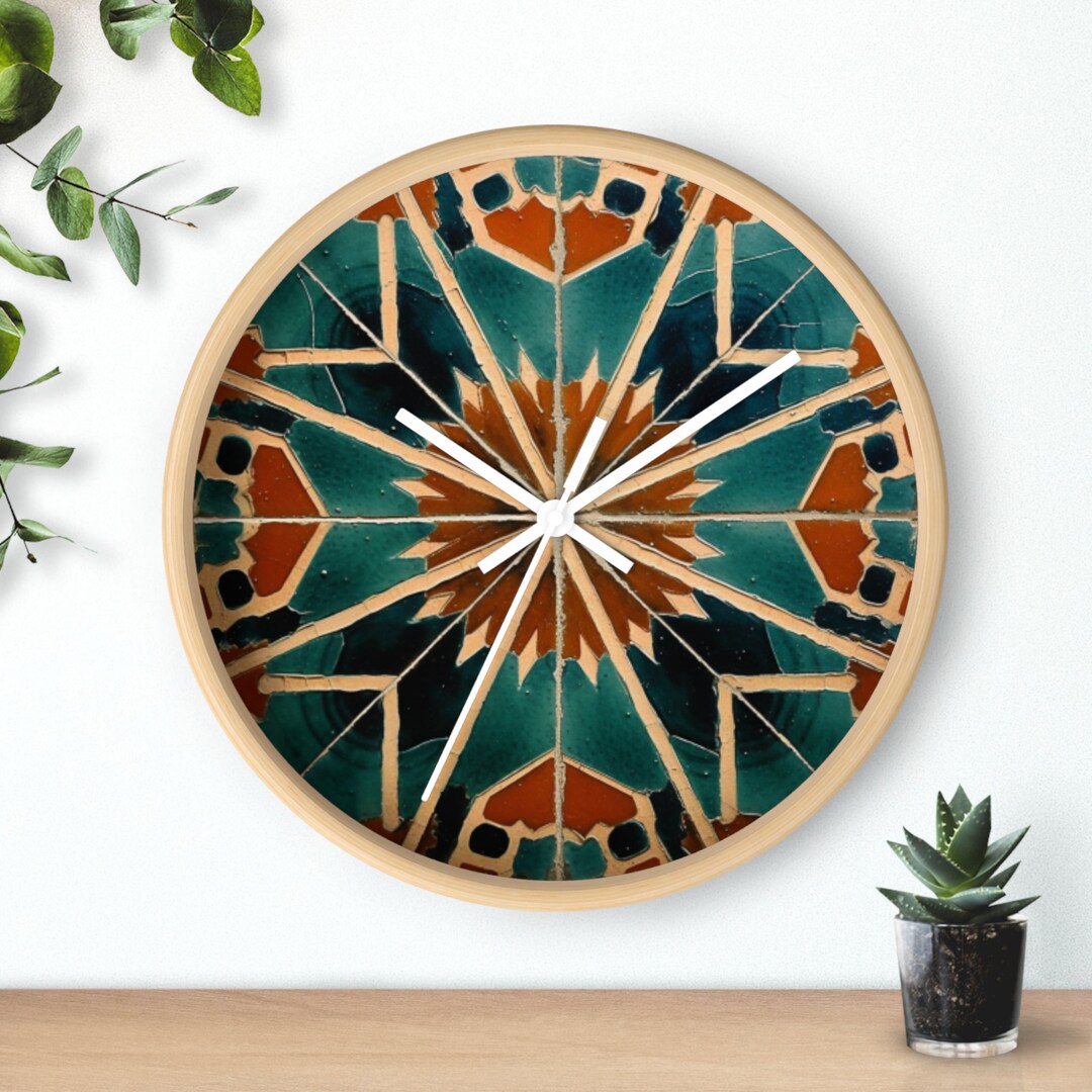 Zellige Tile Wall Clock, 10-inch Clock, Moroccan Zellige Tile, Moroccan ...