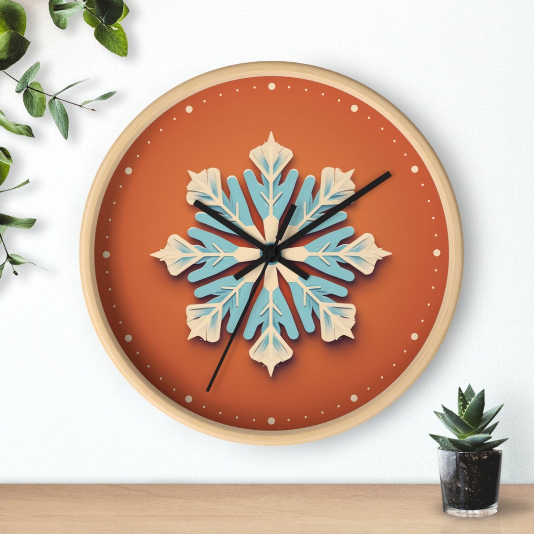 Snowflake Wall Clock, Christmas Snow, Snowflake Wall Décor, Snowflake ...