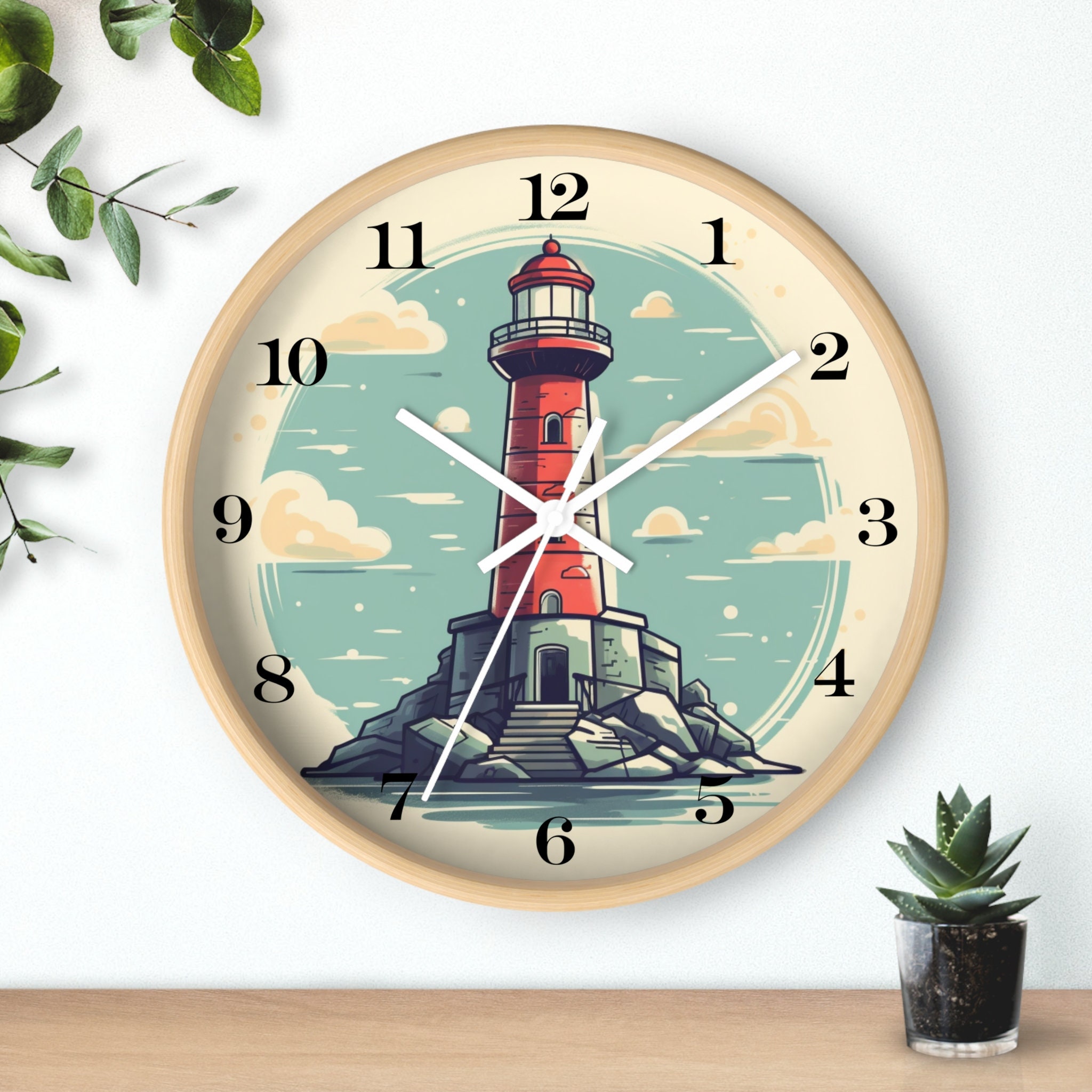 Lighthouse Clock, Lighthouse Wall Clock, Quiet Clock, Beach House Clock ...