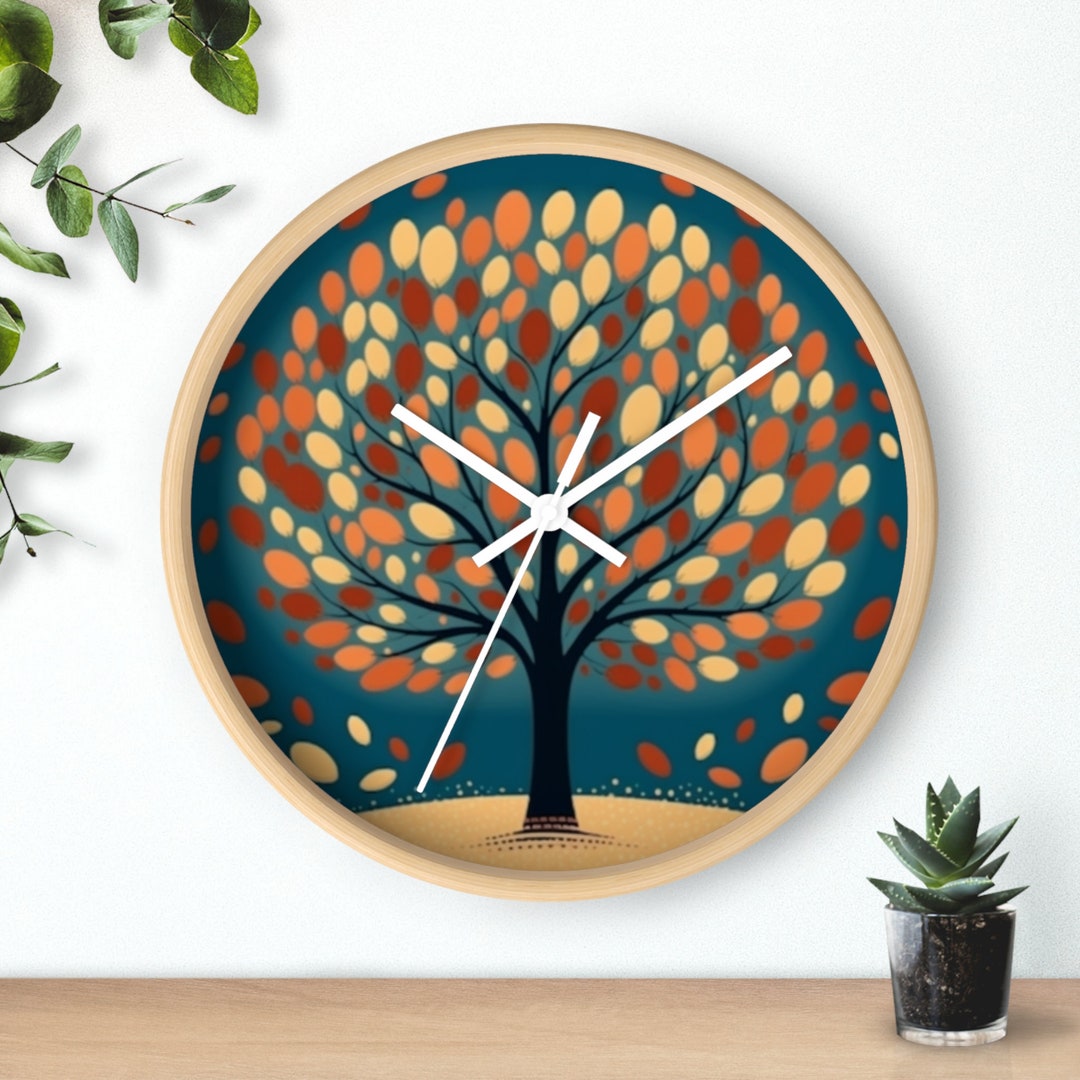 Thanksgiving Wall Clock, 10-inch Clock, Thanksgiving Leaves, Fall ...