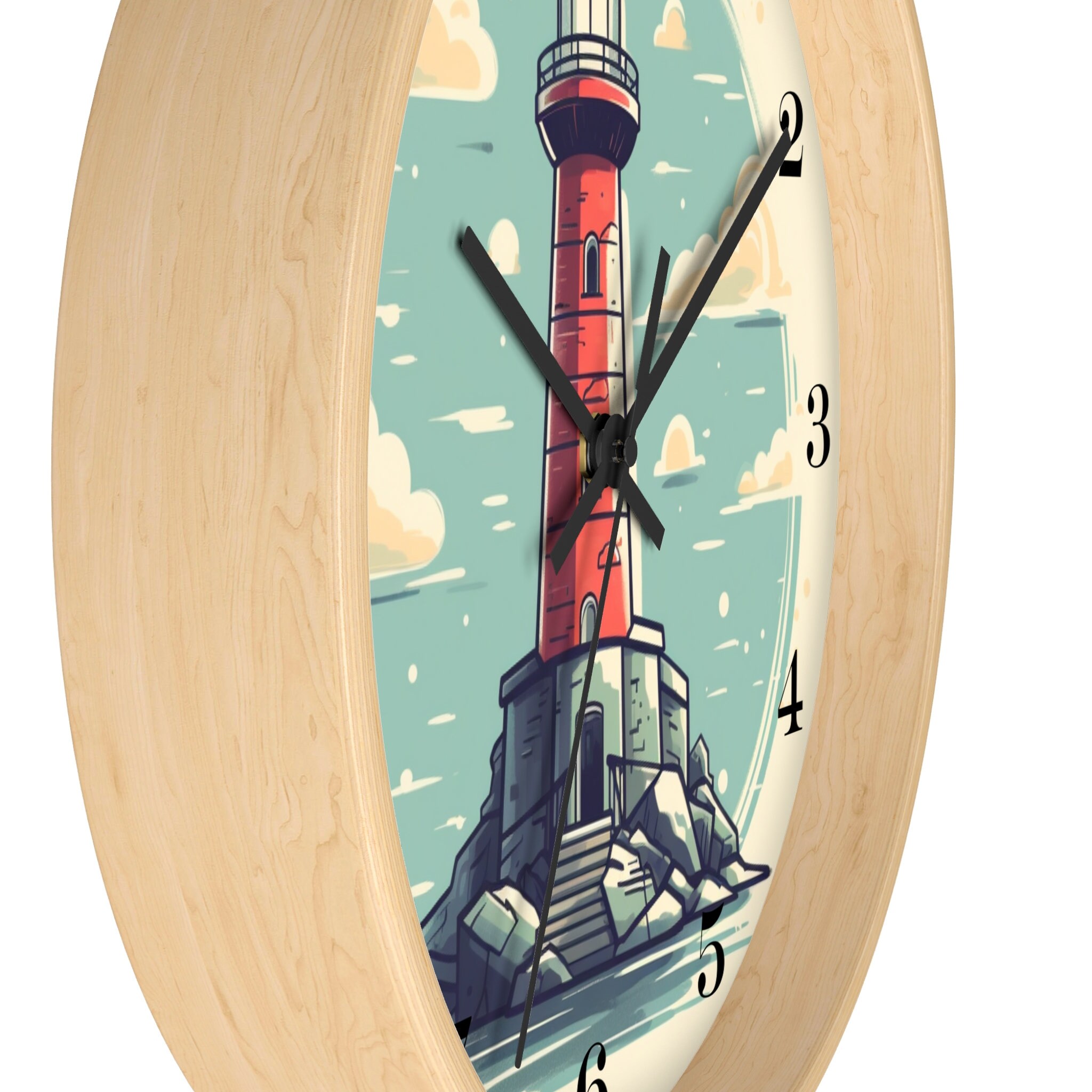 Lighthouse Clock, Lighthouse Wall Clock, Quiet Clock, Beach House Clock ...