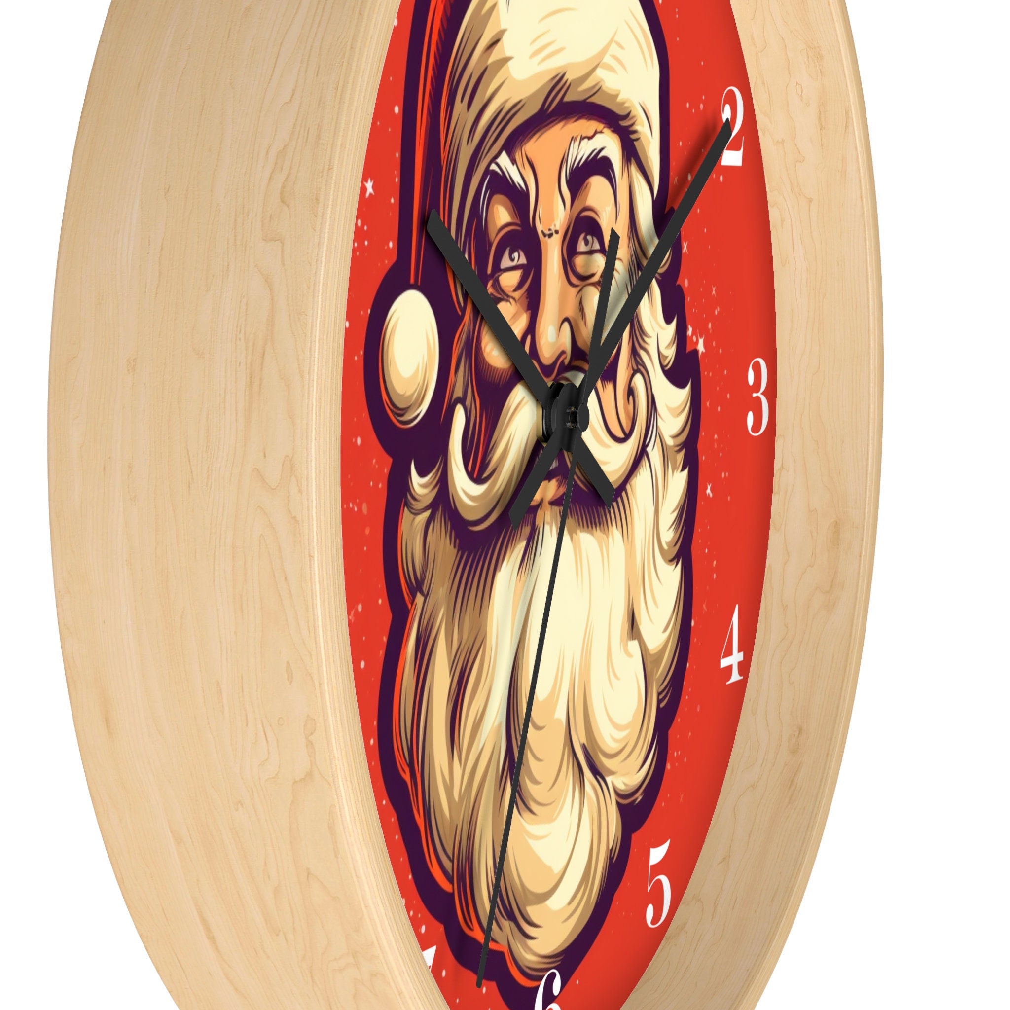 Santa Wall Clock, 10-inch Clock, Santa Clock, Christmas Clock ...