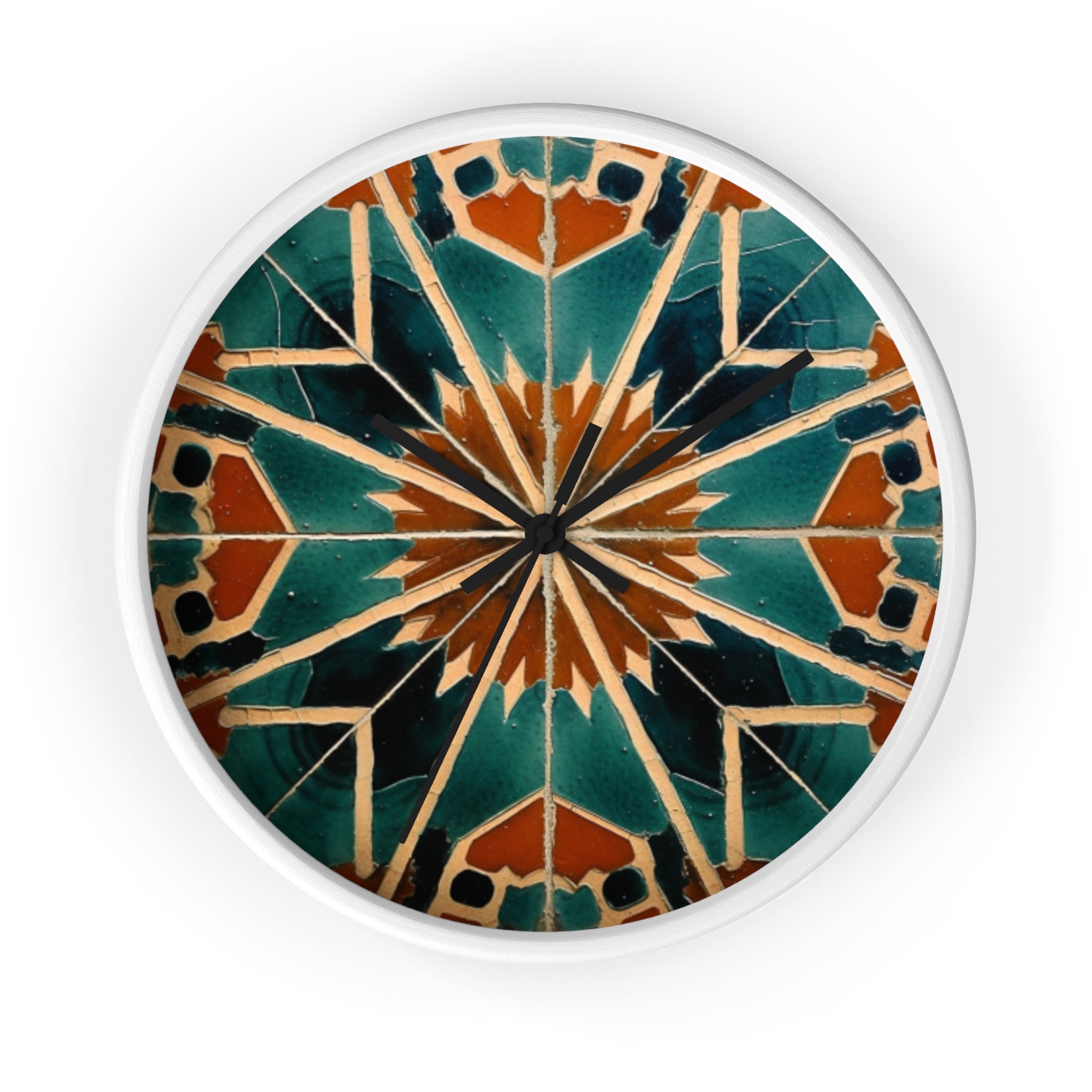 Zellige Tile Wall Clock, 10-inch Clock, Moroccan Zellige Tile, Moroccan ...