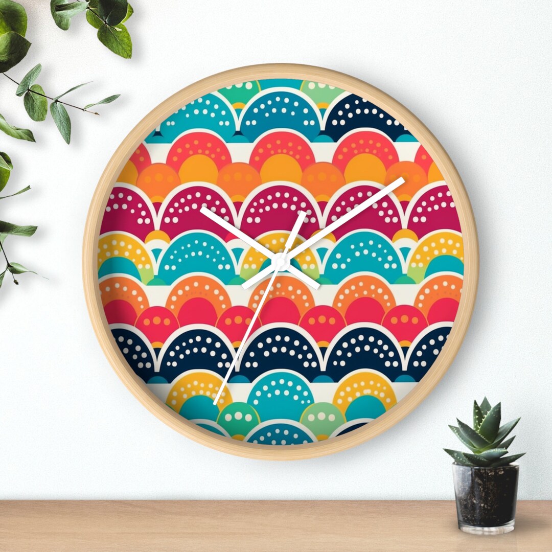 Boho Pattern Wall Clock, Boho Wall Clock, Boho Pattern, Bohemian Wall ...