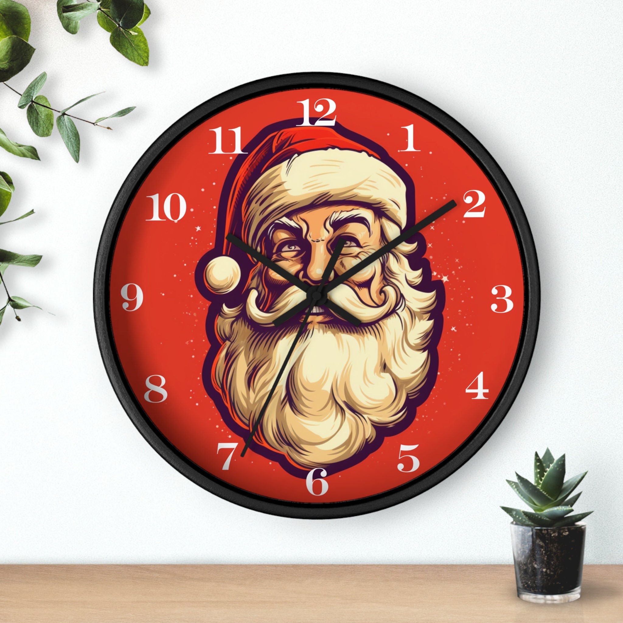 Santa Wall Clock, 10-inch Clock, Santa Clock, Christmas Clock ...