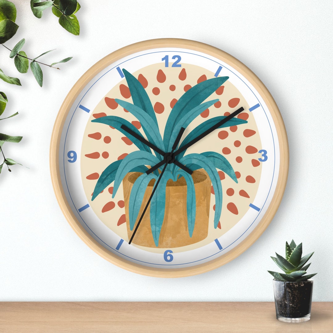 Boho Plant Wall Clock, Maximalist Boho, Minimalist Boho, Plant Wall ...