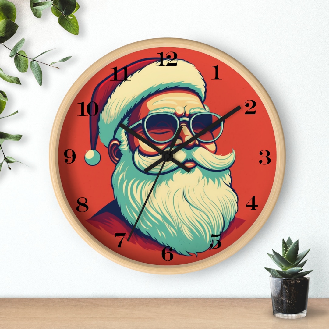 Santa Wall Clock, 10-inch Clock, Santa Clock, Christmas Clock ...