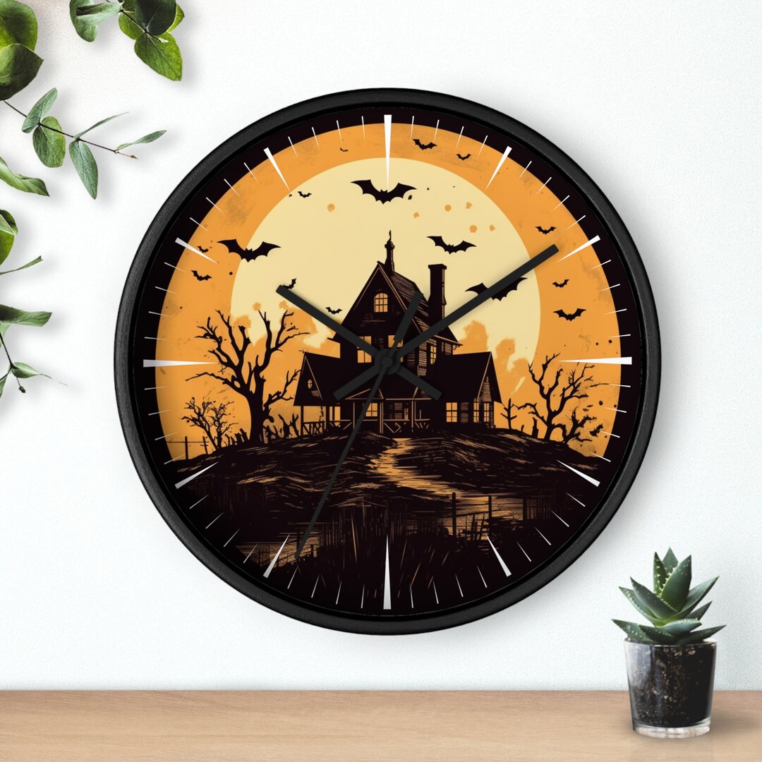 Haunted House Wall Clock, Haunted House Clock, Haunted House Décor ...